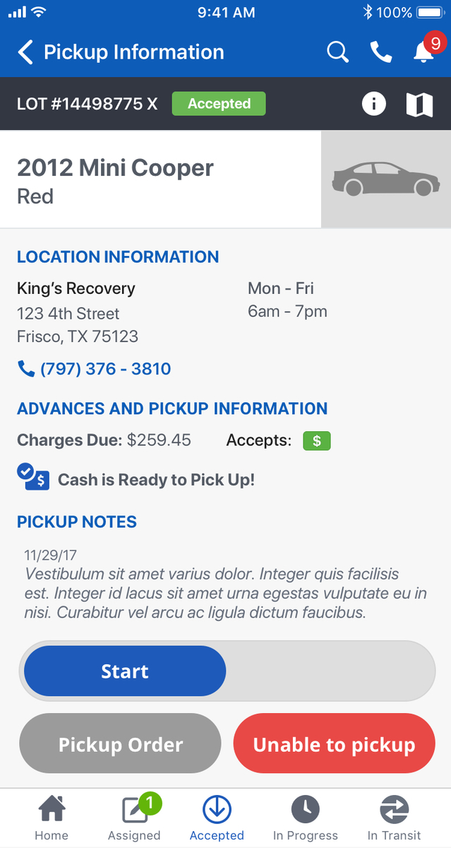 Trasportation App - Copart Mobile - Canada